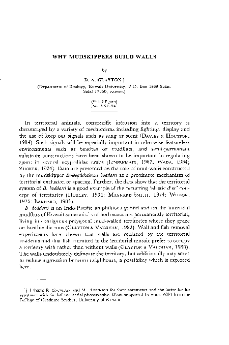 (PDF) Why mudskippers build walls