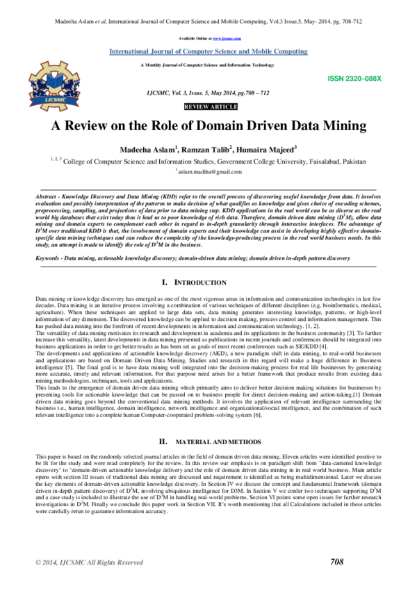 (PDF) A Review on the Role of Domain Driven Data Mining﻿