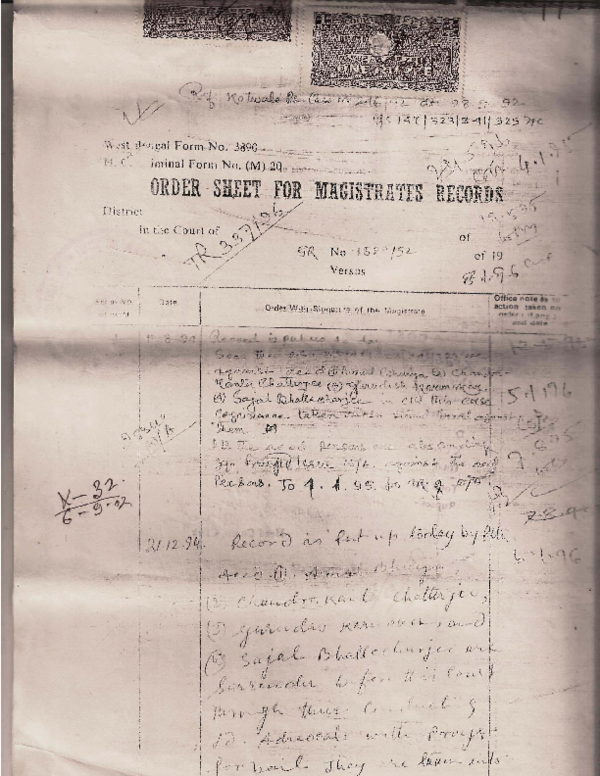 (PDF) Order sheet of a long pending criminal case related to Chuni Kotal