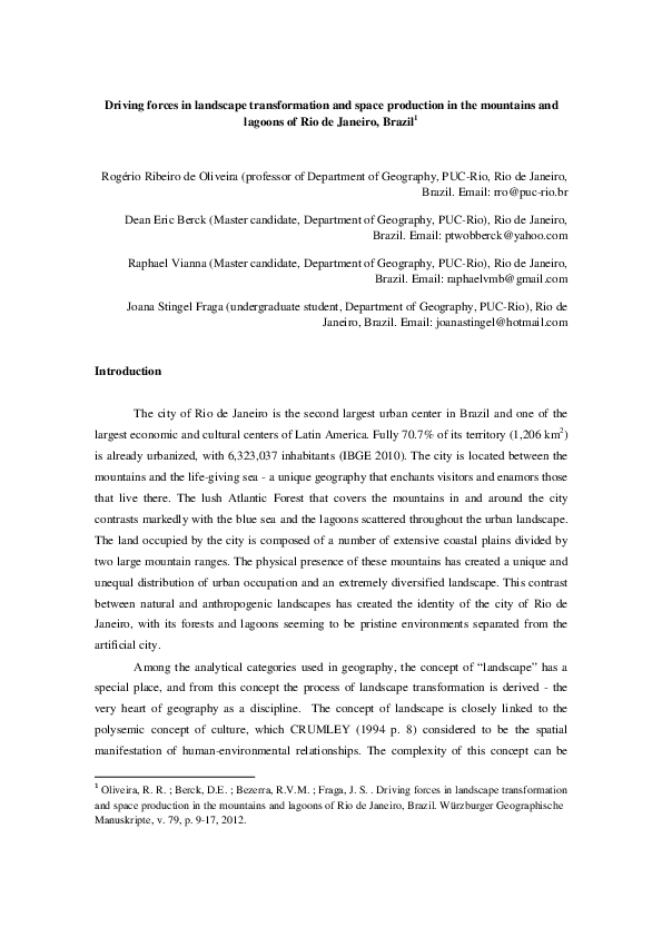 (PDF) Driving forces in landscape transformation and space production ...