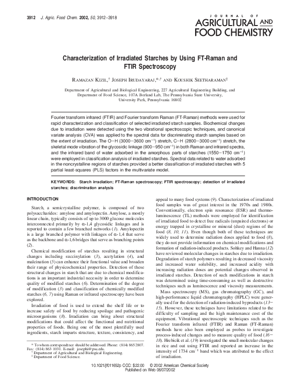 (PDF) Characterization of Irradiated Starches by Using FT-Raman and ...