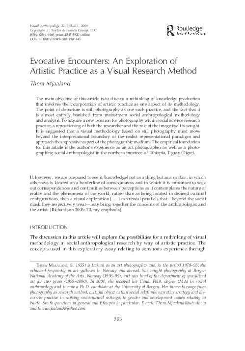 (PDF) Evocative Encounters: An Exploration of Artistic Practice as a Visual Research Method