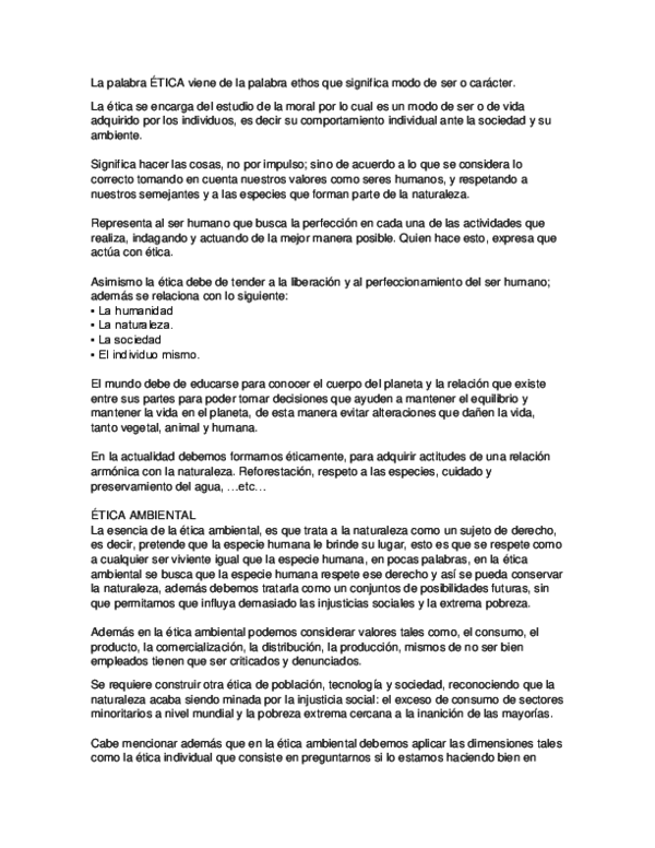 (DOC) La palabra ETICA viene de la palabra ethos que significa modo de ...