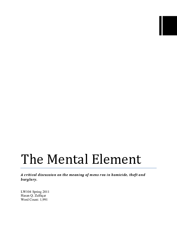 (PDF) The Mental Element: A critical discussion on the meaning of mens ...