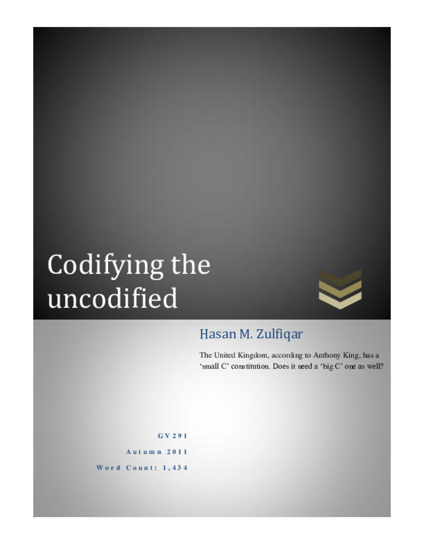 (PDF) Codifying the uncodified: The United Kingdom, according to ...