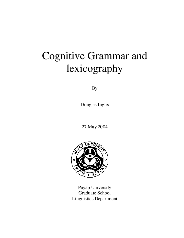 Pdf Cognitive Grammar And Lexicography