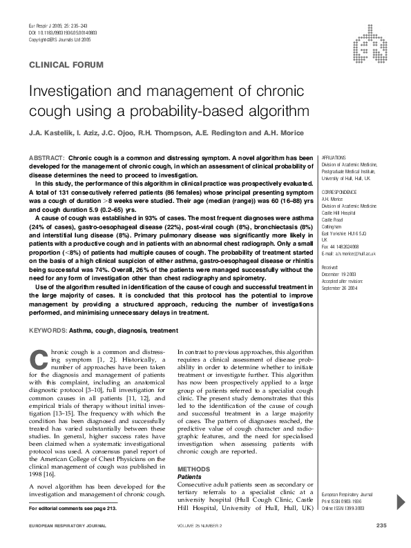 (PDF) Investigation and management of chronic cough using a probability ...