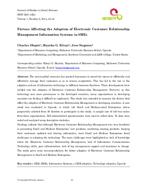(PDF) Factors Affecting the Adoption of Electronic Customer Relationship Management Information ...
