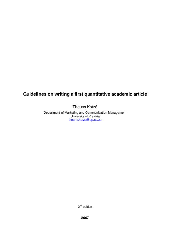 (PDF) Guidelines on writing a first quantitative academic article Table ...