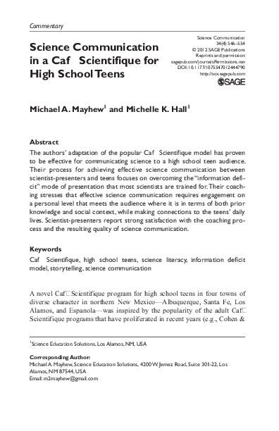 (PDF) Science Communication article as published