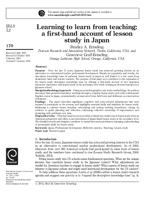 (PDF) Learning to Learn from Teaching: A First-Hand Account of Lesson ...