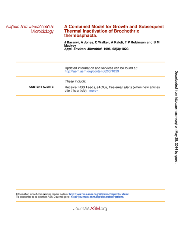 (PDF) A Combined Model for Growth and Subsequent Thermal Inactivation ...