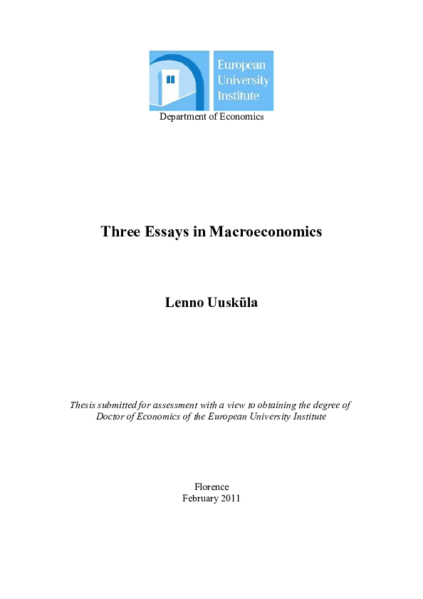(PDF) Three Essays in Macroeconomics
