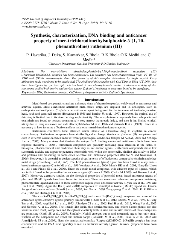 Pdf Synthesis Characterization Dna Binding And Anticancer Property Of Mer