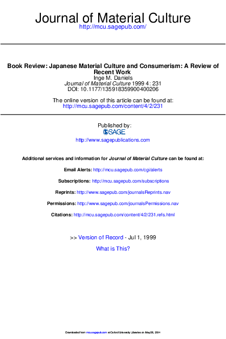 (PDF) Review Article: Japanese Material Culture and Consumerism