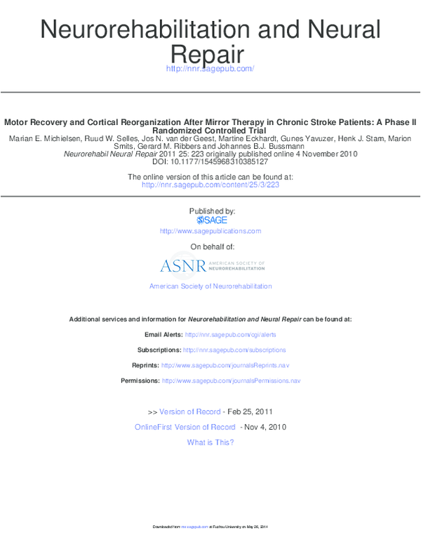 (PDF) Motor Recovery and Cortical Reorganization After Mirror Therapy ...