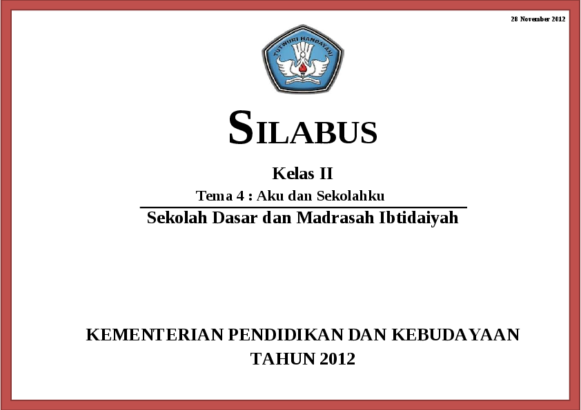 Doc Silabus Kelas Ii Tema Aku Dan Sekolahku