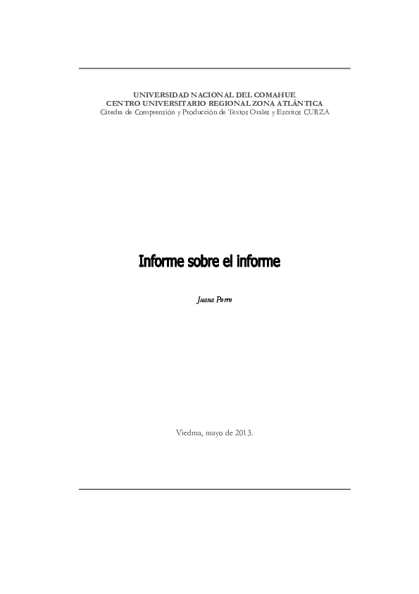 Informe sobre el informe