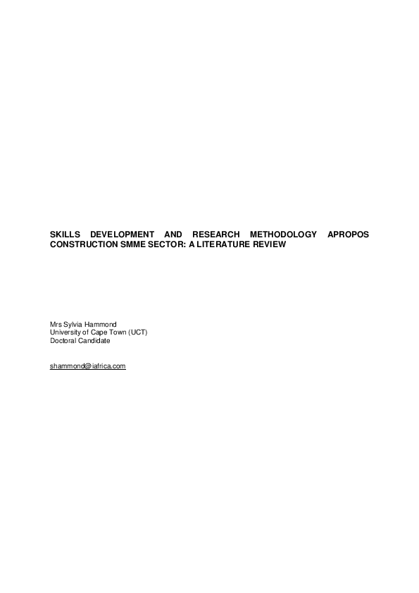 (PDF) Skills development and research methodology apropos construction ...