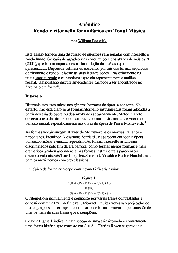 (PDF) Apêndice Rondo e ritornello formulários em Tonal Música
