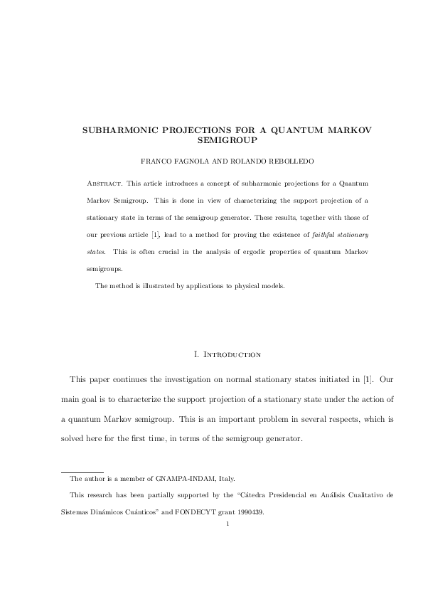 (PDF) Subharmonic projections for a quantum Markov semigroup