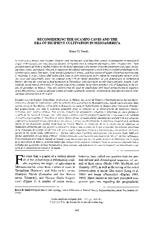 (PDF) Reconsidering the Ocampo Caves and the era of incipient ...