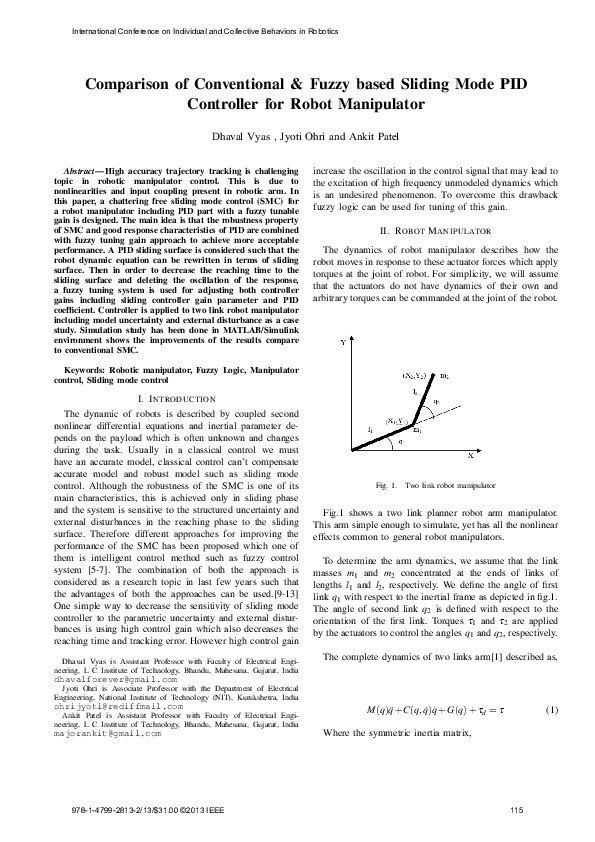 Pdf Fuzzy Tuned Sliding Mode Pid Control For Robot Manipulators 