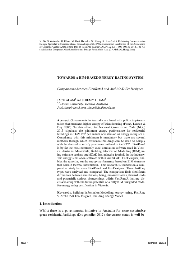 (PDF) TOWARDS A BIM-BASED ENERGY RATING SYSTEM: Comparisons between ...