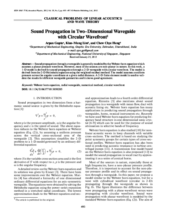 Pdf Classical Problems Of Linear Acoustics And Wave Theory Sound Propagation In Two