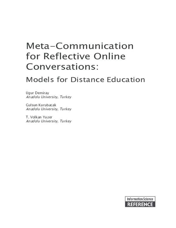 (PDF) Meta-Communication for Reflective Online Conversations: Models ...