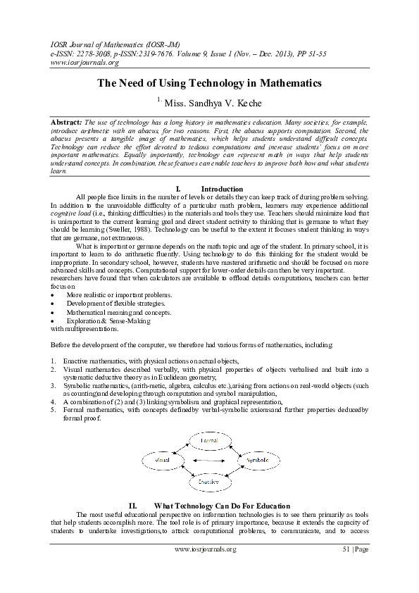 (PDF) The Need of Using Technology in Mathematics