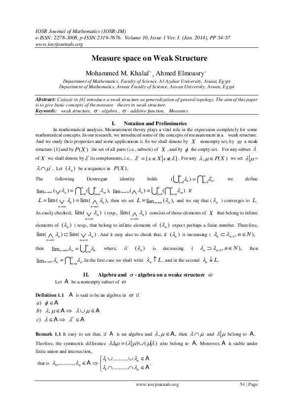 (PDF) Measure space on Weak Structure