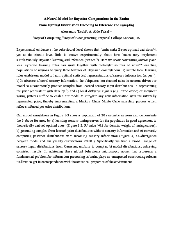 Pdf A Biophysical Model Of Bayesian Inference And Mcmc Sampling In Neural Circuits