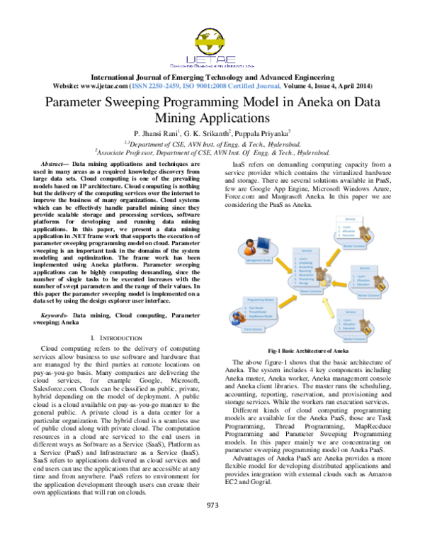 (PDF) Parameter Sweeping Programming Model in Aneka on Data Mining ... (PDF) Parameter Sweeping Programming Model in Aneka on Data Mining ...