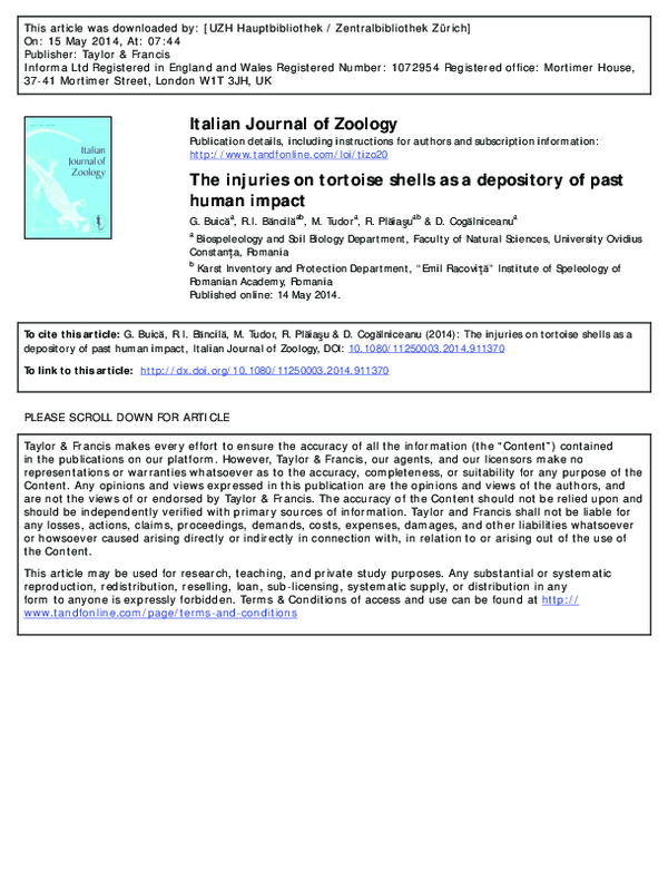 (PDF) The injuries on tortoise shells as a depository of past human impact.