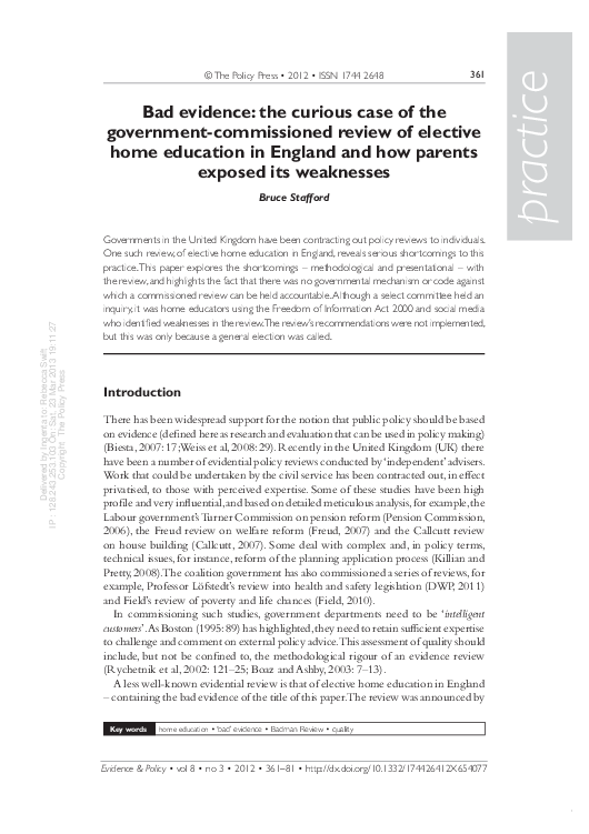 (PDF) Bad evidence: the curious case of the government-commissioned ...