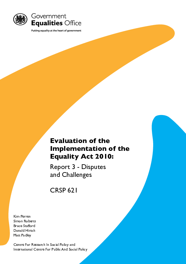 (PDF) Evaluation of the Implementation of the Equality Act 2010: Report ...