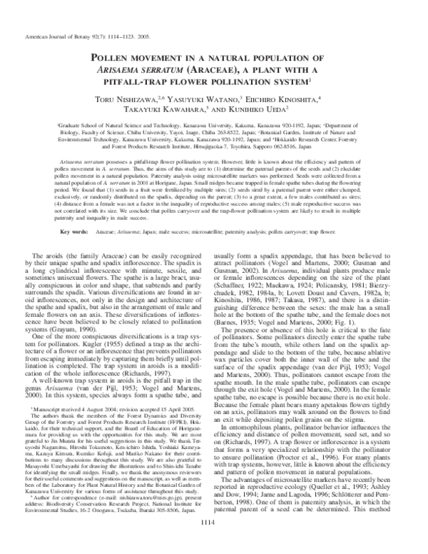 (PDF) POLLEN MOVEMENT IN A NATURAL POPULATION OF ARISAEMA SERRATUM ...