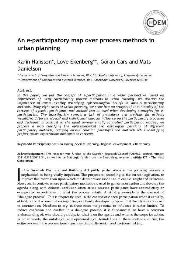 (PDF) An e-participatory map over process methods in urban planning ...