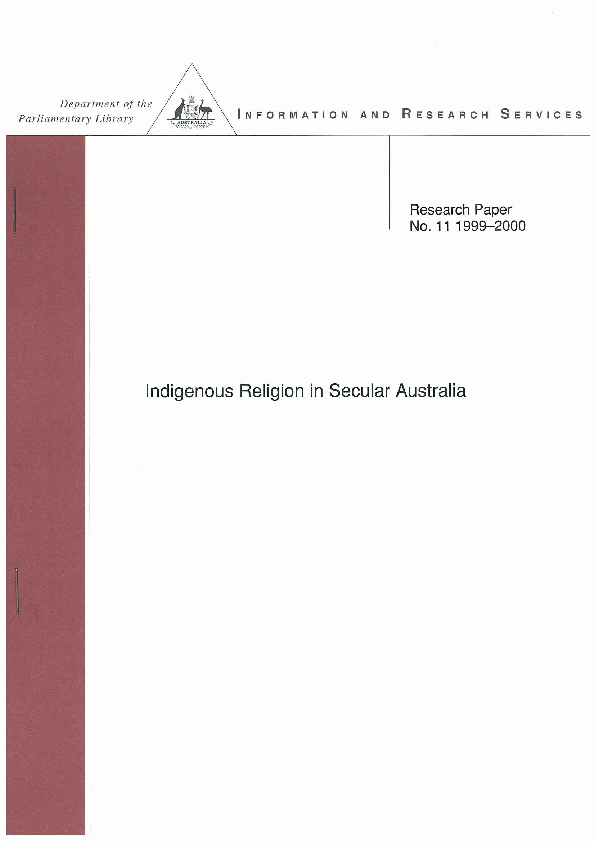 (PDF) Indigenous Religion in Secular Australia