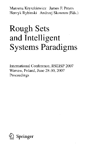 (PDF) Rough Sets and Intelligent Systems Paradigms