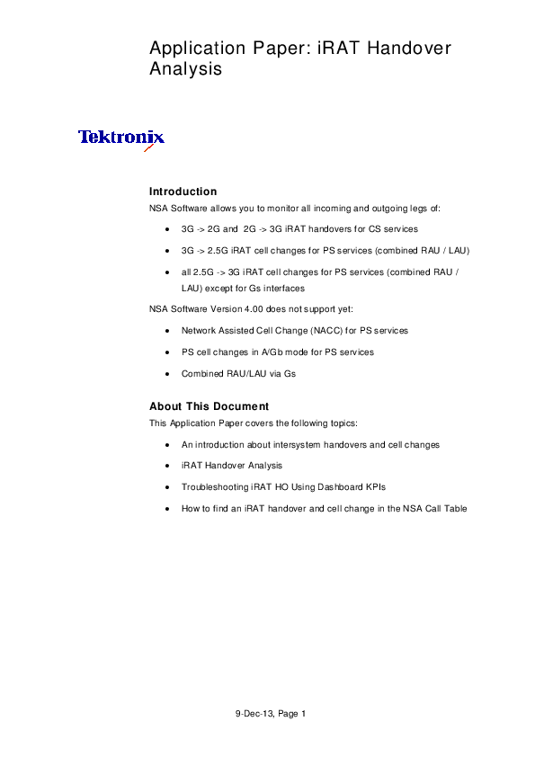 (PDF) UMTS iRAT Handover Analsysis