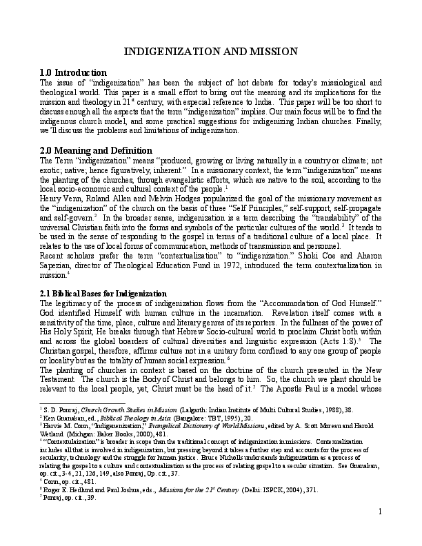 (DOC) Indigenization and Mission