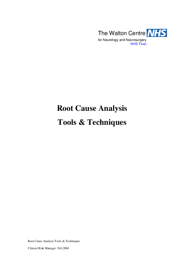 (PDF) Root Cause Analysis Tools and Techniques