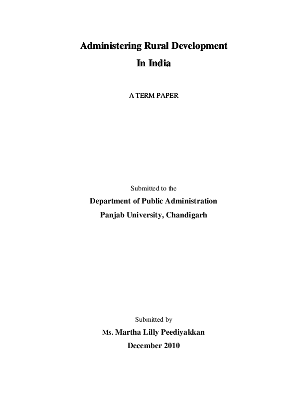 (PDF) Administering Rural Development in India