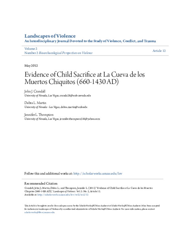 (PDF) Evidence of Child Sacrifice at La Cueva de los Muertos Chiquitos ...