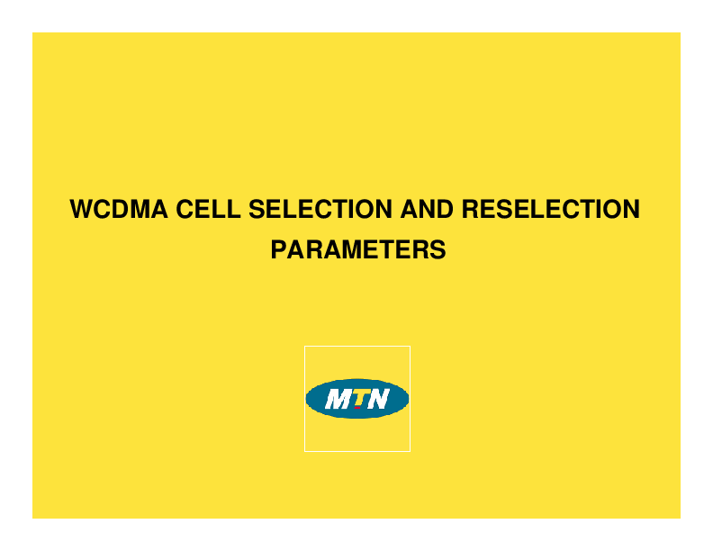 (PDF) WCDMA CELL SELECTION AND RESELECTION PARAMETERS 2