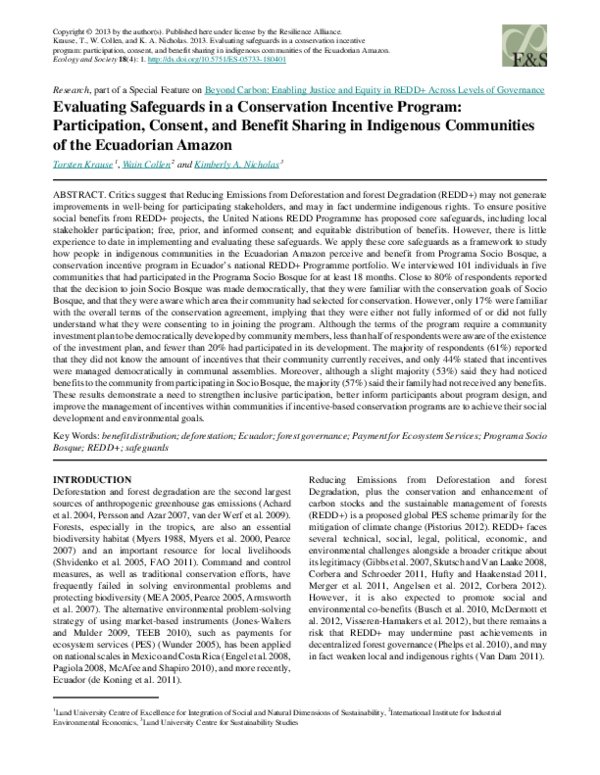 (PDF) Krause et al. 2013 Evaluating Safeguards in a Conservation ...