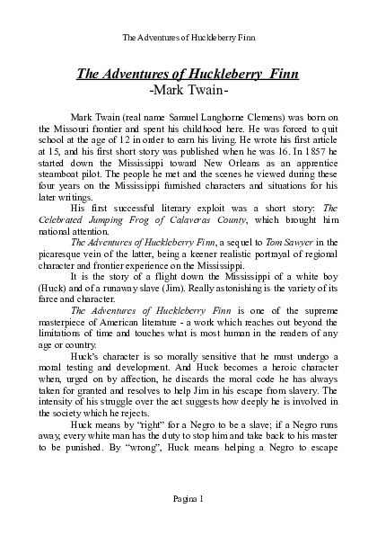 (DOC) The Adventures of Huckleberry Finn -Mark Twain