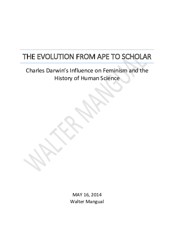 (PDF) The Evolution From Ape to Scholar: Charles Darwin's Influence on ...